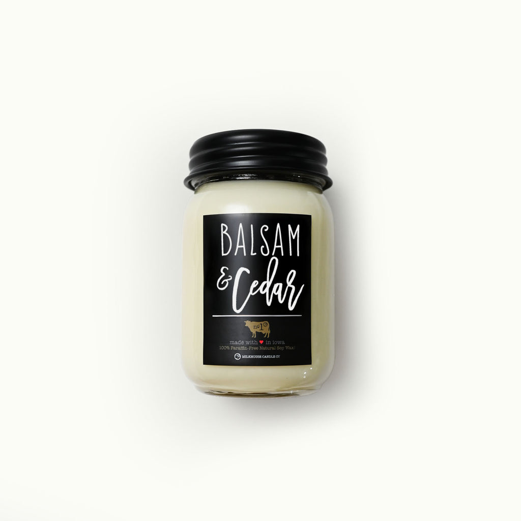 Balsam & Cedar Mason Jar Soy Candle | Milkhouse